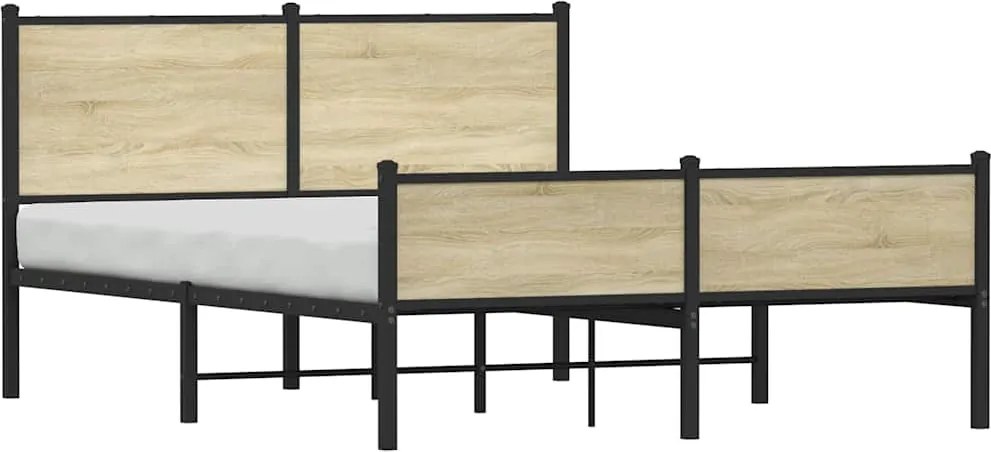 Kovový rám postele bez matrace dub sonoma 150 x 200 cm 3301399