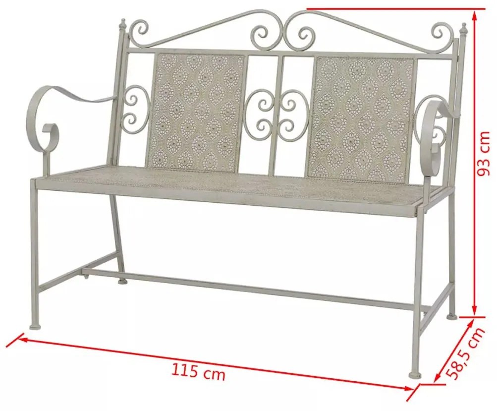 Zahradní lavice 115 cm ocelová šedá,  43152