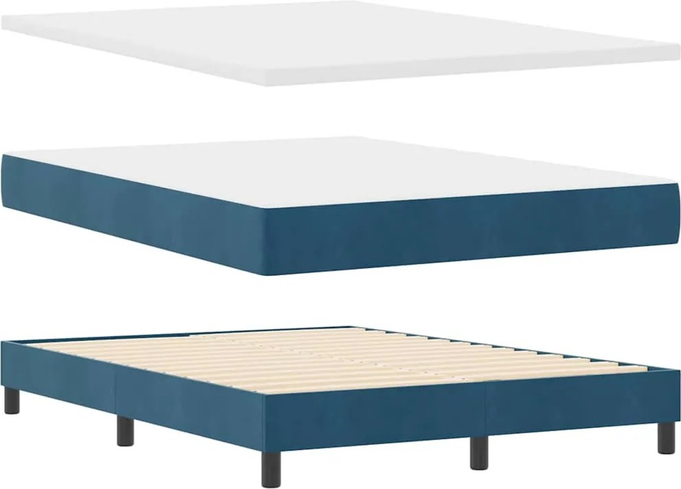 Postel s boxspringem s matrací Tmavě modrá 140 x 190 cm samet 3339108