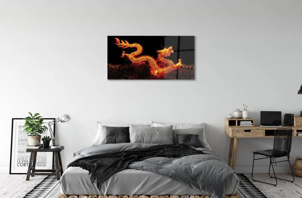 Obraz na skle Gold dragon 140x70 cm