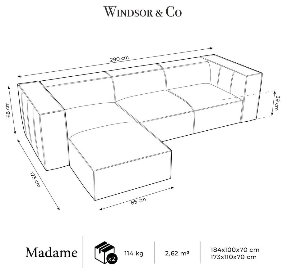 Koňakově hnědá kožená rohová pohovka (levý roh) Madame – Windsor &amp; Co Sofas