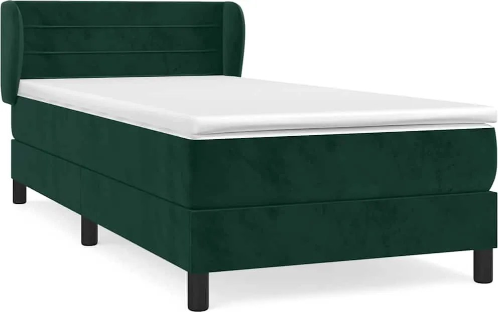 Box spring postel s matrací tmavě zelená 80 x 200 cm samet 3127520
