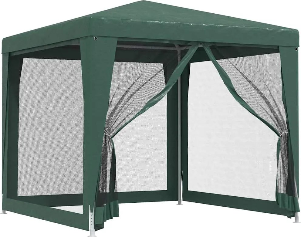 Party stan se 4 síťovanými bočnicemi zelený 2,5 x 2,5 m HDPE 319223