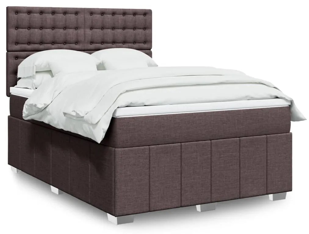 Box spring postel s matrací tmavě hnědá 160x200 cm textil