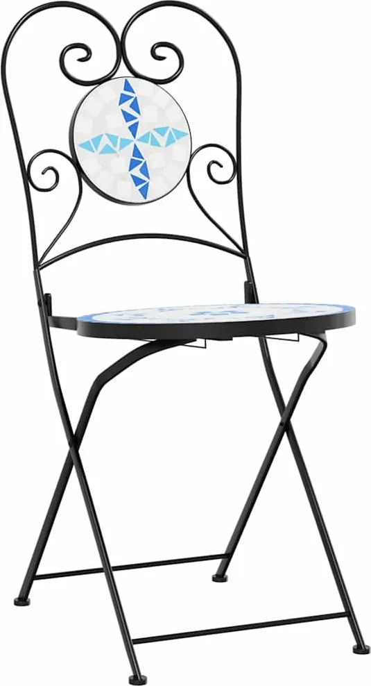 Mozaikový bistro set modrý a bílý železo a keramika 3216353