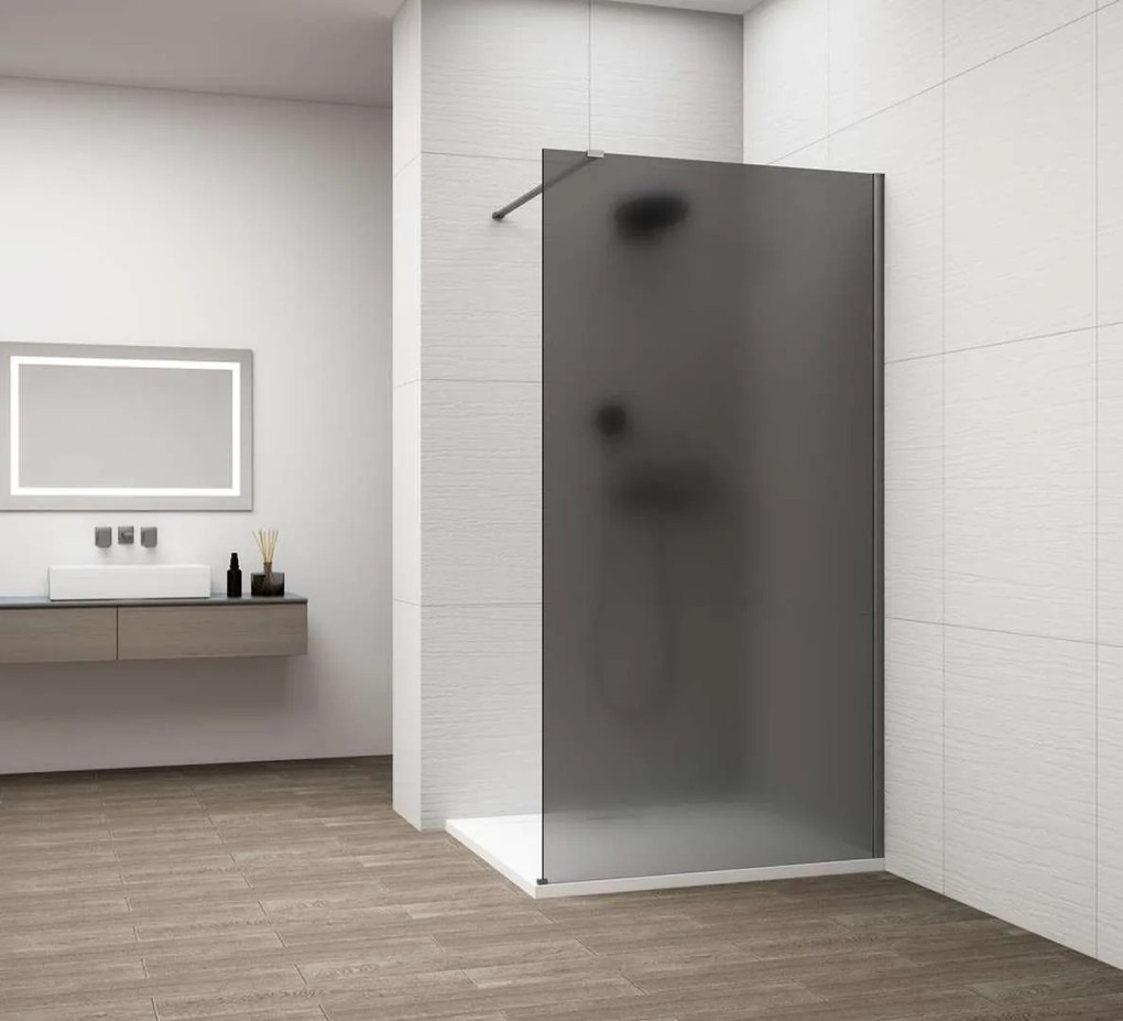Polysan Esca - Sprchová stěna Walk-In 110x210 cm, Antidrop, kouřové matné sklo/gun metal ES1411-11