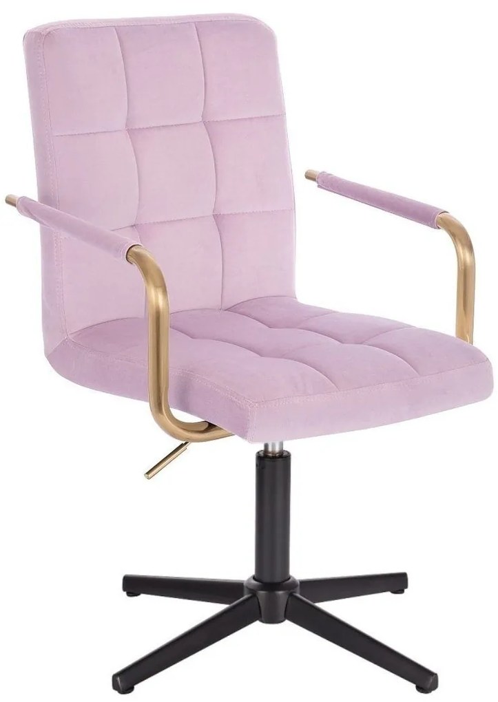LuxuryForm DESIGN Otočná židle VERONA GOLD VELUR na černém kříži - levandule