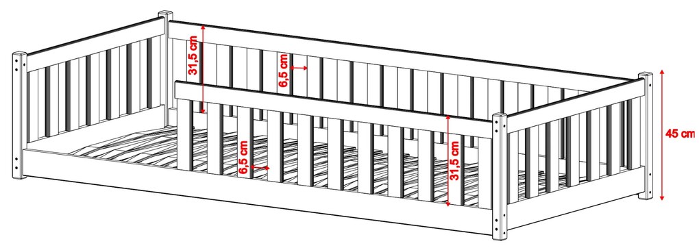 Lano Furniture Dětská postel MATI grafit Rozměr (cm): 140x200