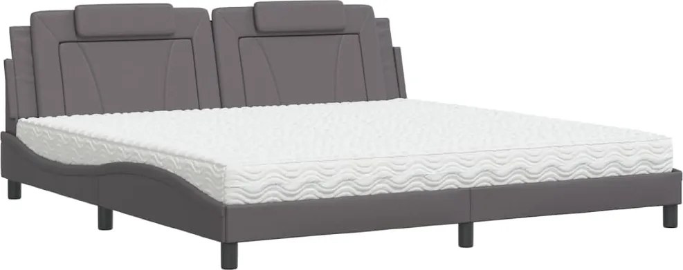 Postel Viana s matrací šedá 200 x 200 cm umělá kůže 3208820