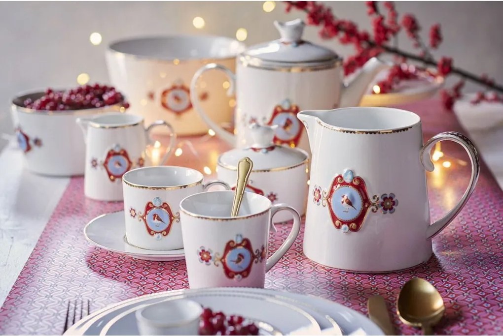 Pip Studio Love Birds Medallion porcelánový džbán 900ml,bílý (střední džbán porcelánový)
