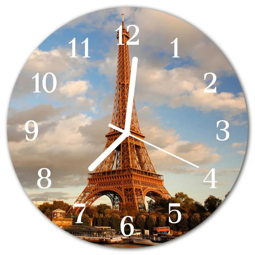 Nástenné skleněné hodiny Paříž fi 30 cm