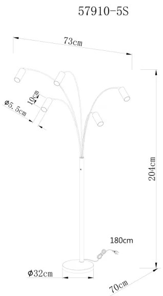 Globo 57910-5S - Stojací lampa ROBBY 5xGU10/35W/230V