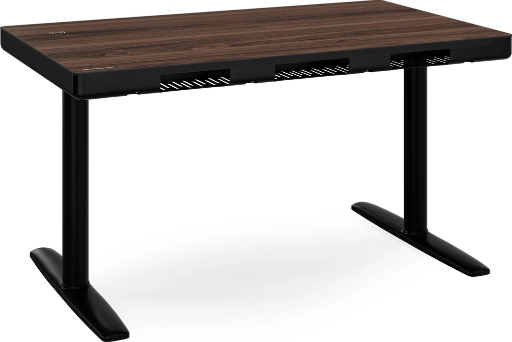 Elektrický psací stůl sit-stand se zásuvkou a bezdrátovou nabíječkou Qi černý/ořech, 1200 mm: ELLIS