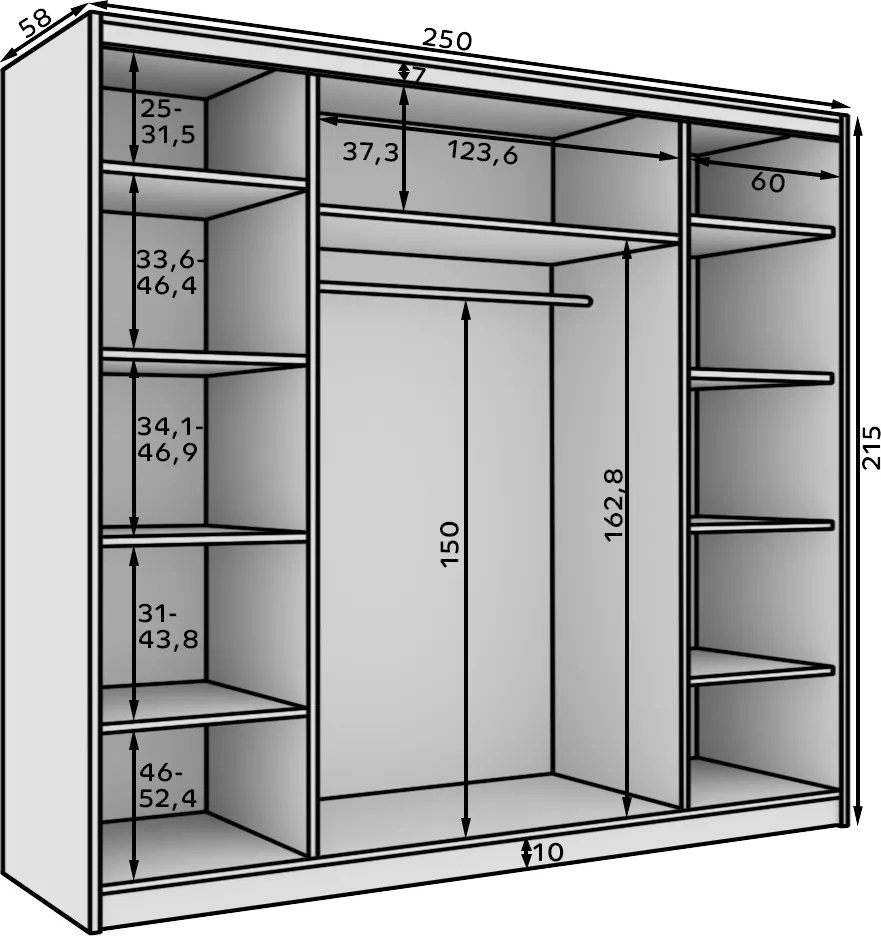 ADRK Furniture Posuvná skříň Etna 250