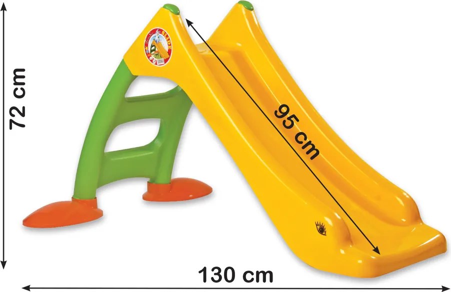 Dorex Zahradní skluzavka pro děti s 3stupňovým žebříkem, žlutá, 130 cm, 424