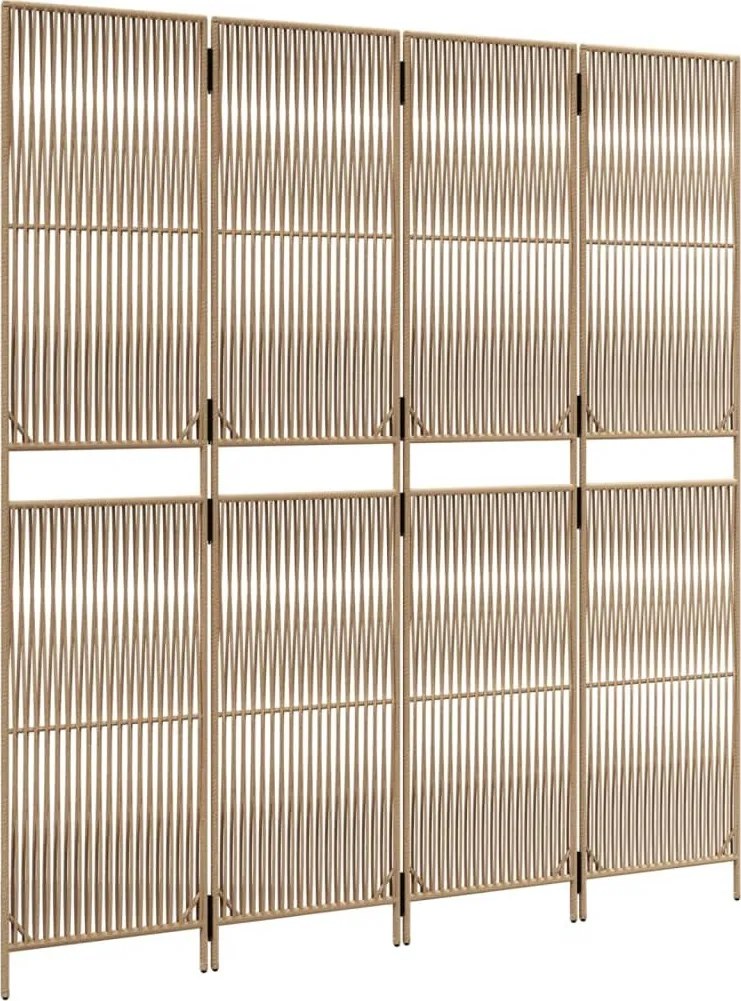 vidaXL Dělicí stěna 4 panely polyratan [365392] Barva: Hnědá