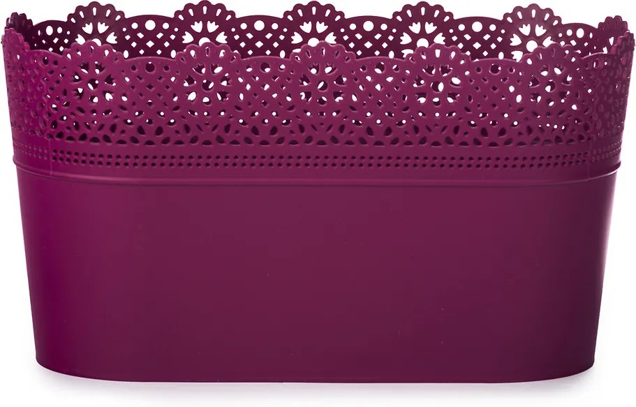 PROSPERPLAST LACE truhlík s krajkou 28,5 x 13,5 cm, fuchsie DLAC285