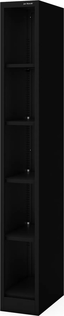 Úzký kovový regál, archivační na dokumenty černý: TIM 250 x 1850 x 450 mm