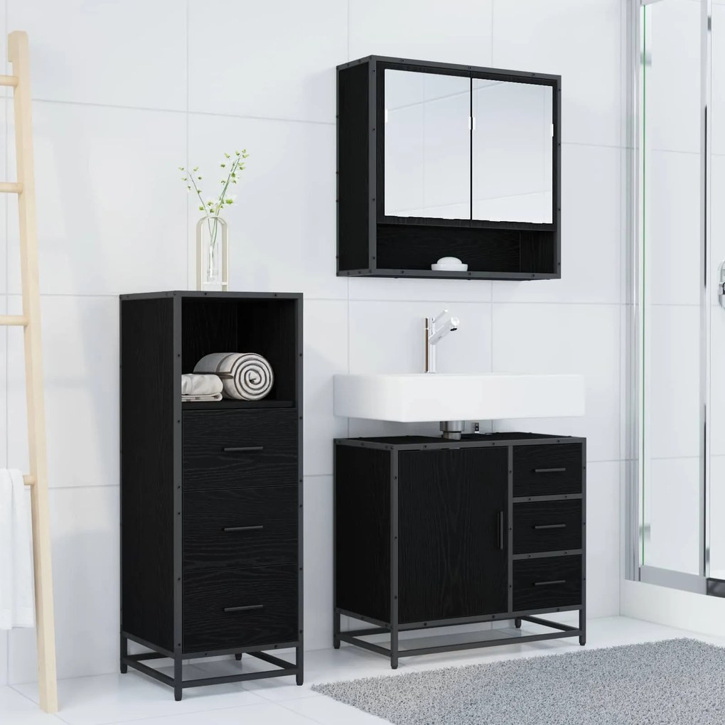 Sada koupelnového nábytku 3 ks Černý dub 65 x 33 x 60 cm 3402334