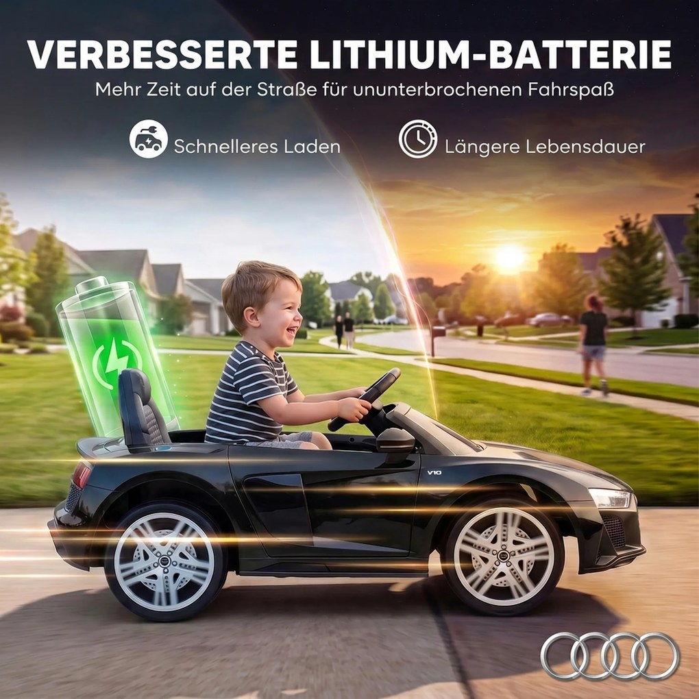 AIYAPLAY Dětské elektrické auto 12V Dětské auto s dálkovým ovládáním Lithium-akumulátor 2 motory Plynulý start Zadní odpružení Černá