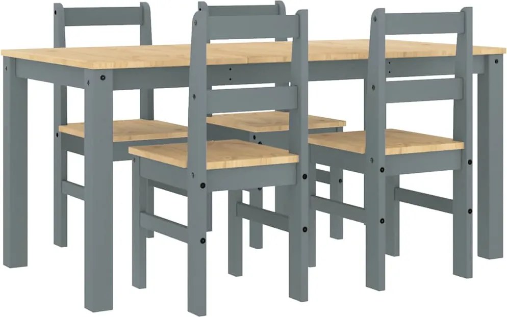 Jídelní set ze 5 kusů PANAMA Grey Borovicový masiv 3345180
