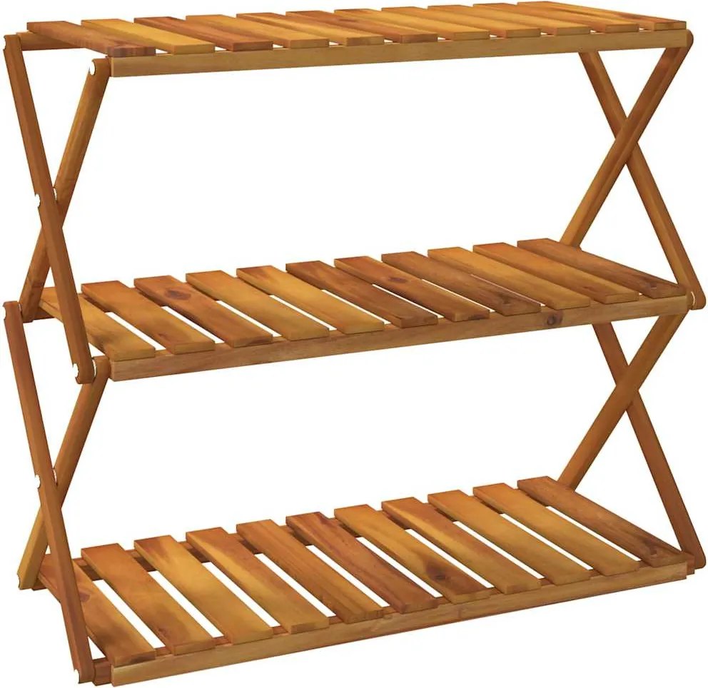 3patrový skládací regál 70 x 31 x 63 cm masivní akáciové dřevo 153328