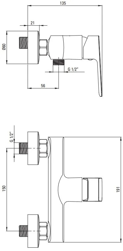 Deante Neo Maro, nástěnná sprchová baterie, chromová, DEA-BLO_040M