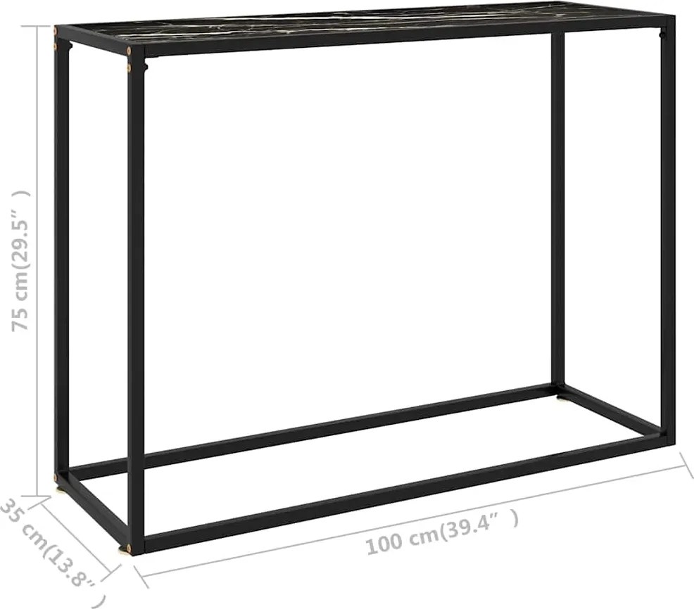 Konzolový stolek černý 100 x 35 x 75 cm tvrzené sklo 322814