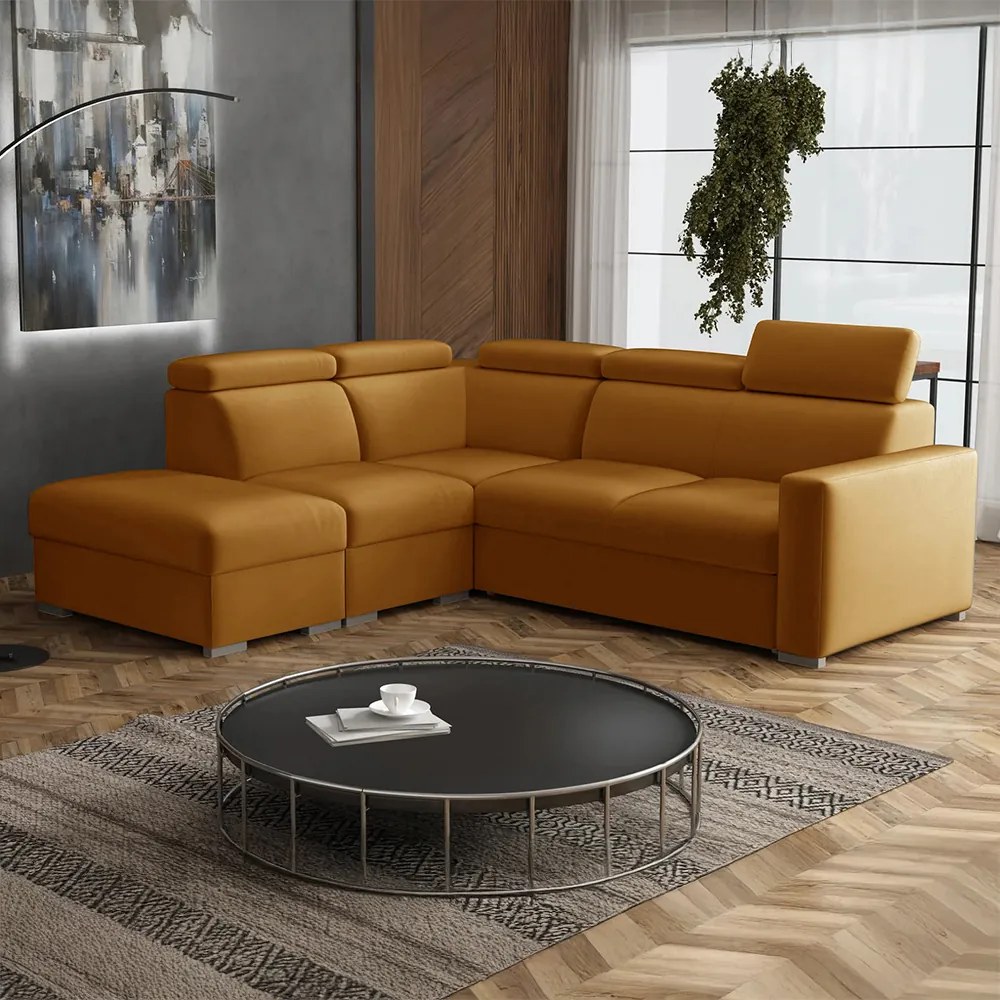 Sedací souprava PEDRO L | 230x250 cm | rozkládací + 2x úložný prostor | polohovatelné záhlavníky | VÝBĚR TKANIN