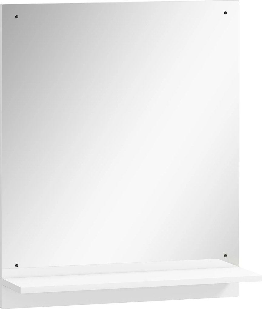 HOMCOM Zrcadlo na zeď s policí, 50 × 60 cm — moderní koupelnové a předsíňové zrcadlo, bílá | Aosom