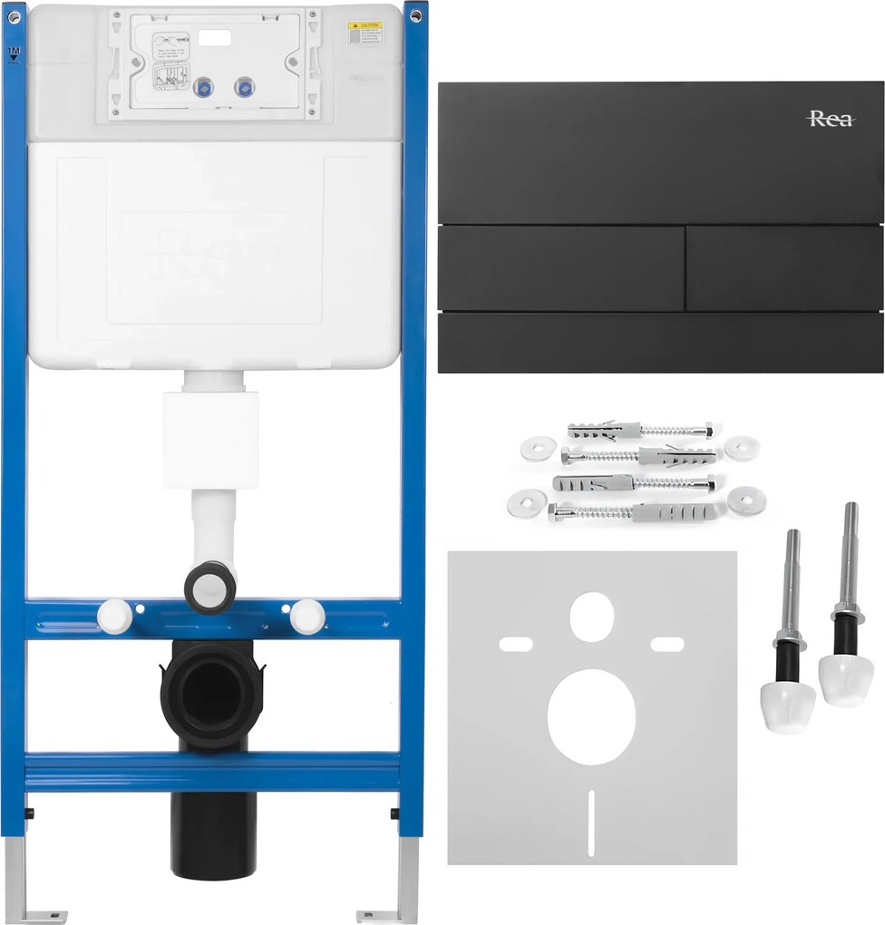 Rea Rea, Podomítkový WC systém K011A-Q + tlačítka T Black, KPL-E0056