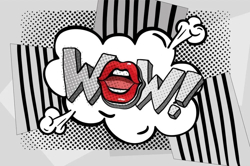 Tapeta stylový šedý pop art - WOW! - 225x150