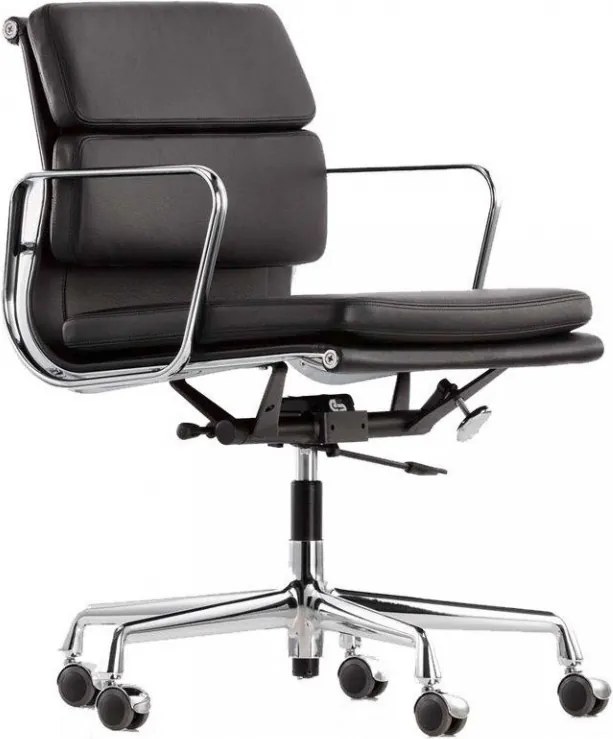 Kancelářská židle Soft Pad 217, černá kůže/chrom