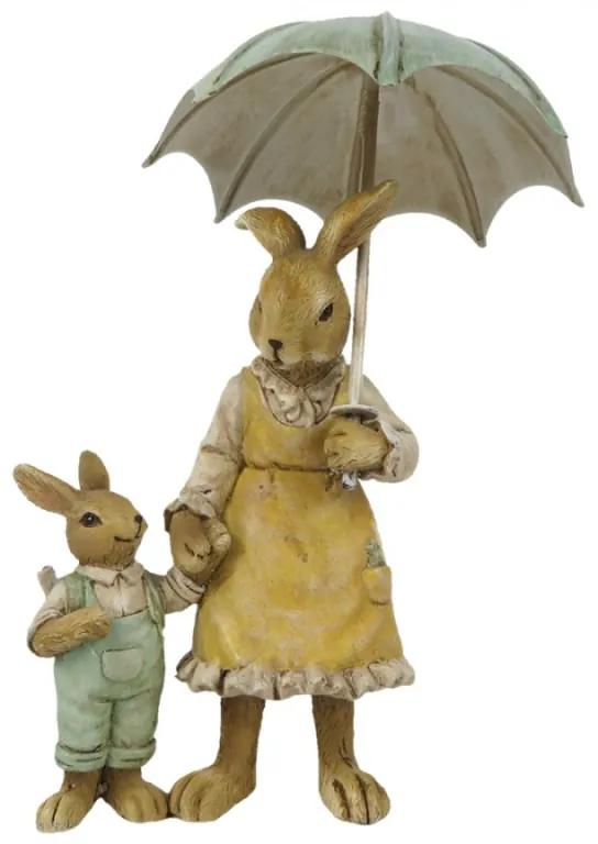 Dekorace dvou králíků pod deštníkem – 9x4x13 cm