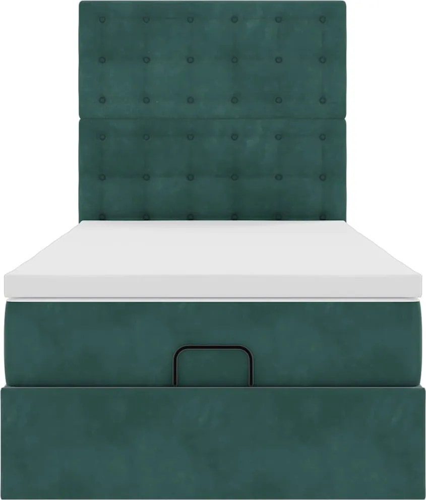 Osmanský rám postele s matracemi tmavě šedá 80x200cm samet 3313580