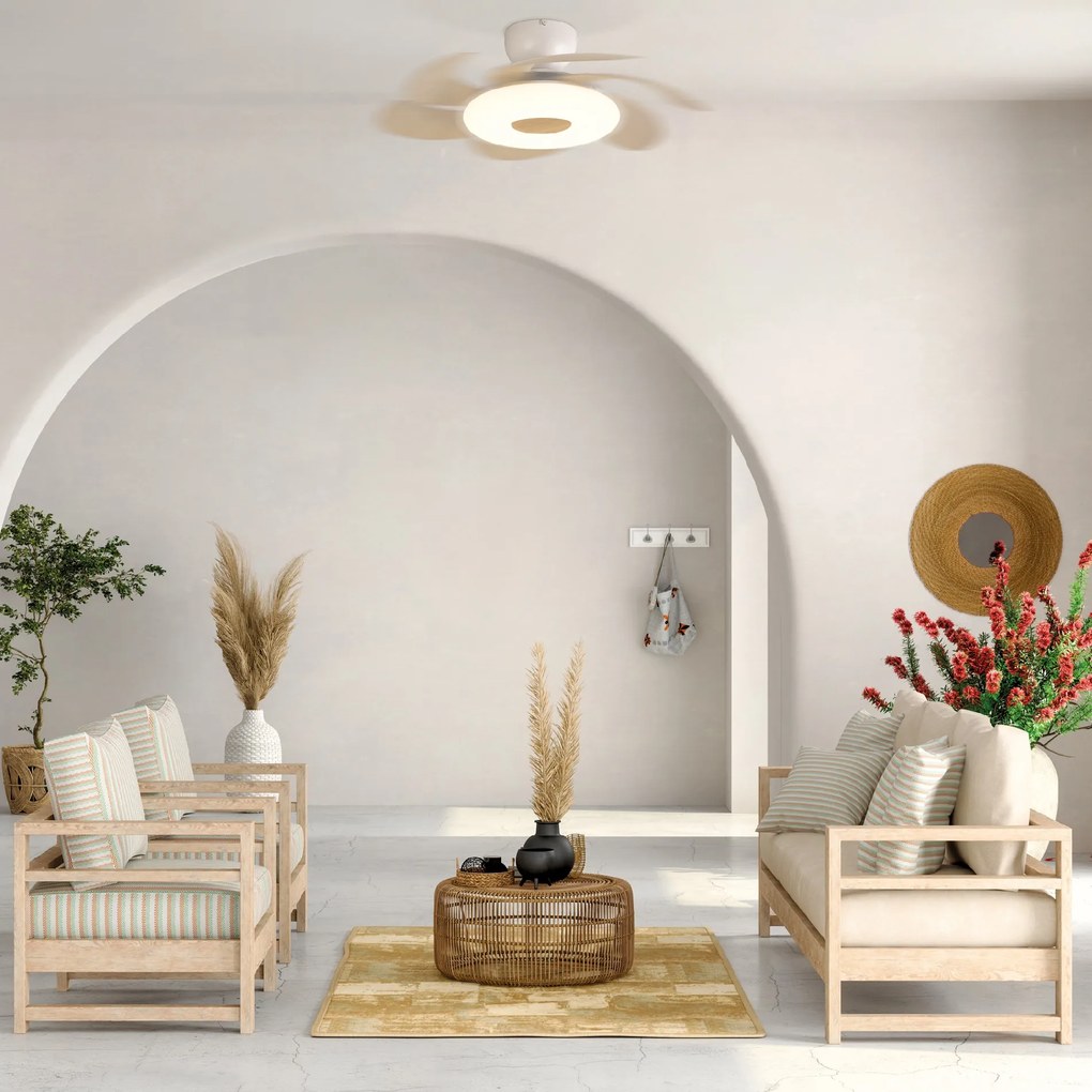 Matra 8704 Flower, rozvinovací ventilátor se svítidlem a dálk. ovladačem, LED 24W 2700-5000K, dřevěná, průměr 50/79cm
