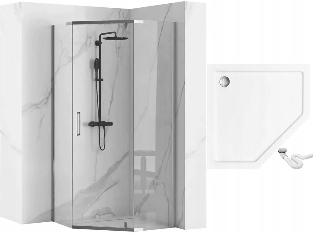 Rea Axin, sprchový kout 90x90x195 cm + bílá sprchová vanička Diamond, KPL-K8779