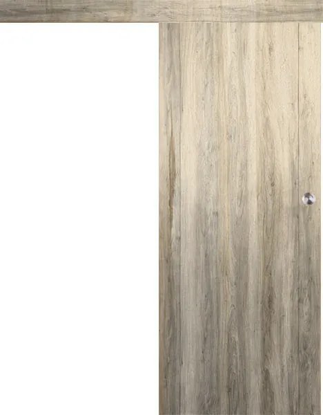 posuvné interiérové dveře na stěnu vasco doors LEON plné Průchozí rozměr: 70 x 197 cm, Orientace dveří: Levé dveře, Dekor: Buk jasmínový