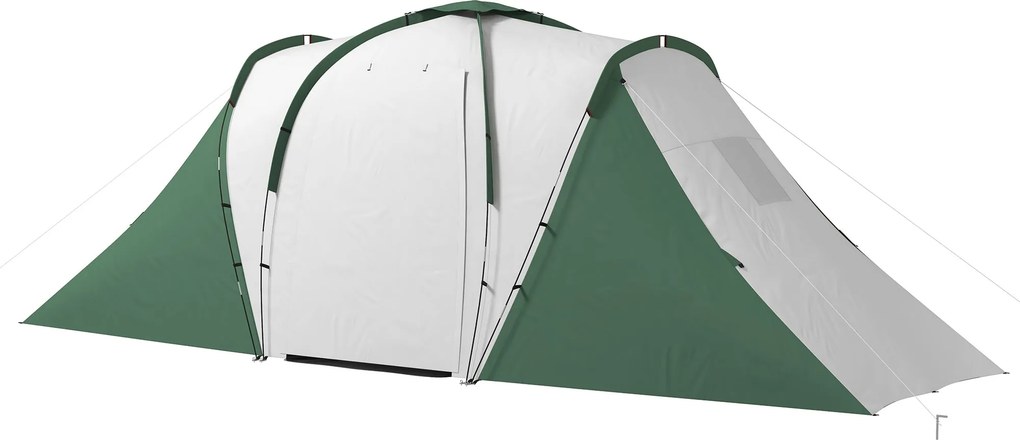 Rodinný tunelový stan Outsunny pro 4-6 osob 555x225x190 cm, voděodolný 3000 mm a skládací s 2 ložnicemi a batoh na výlet