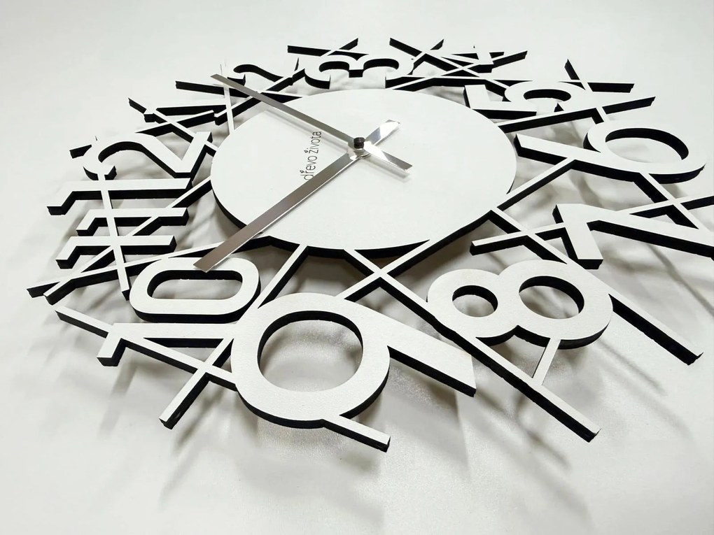 dřevo života Nástěnné hodiny NUMERO Zvolte barvu dekoru: Černá, Velikost hodin: 40x40, Barva ručiček: Zlaté