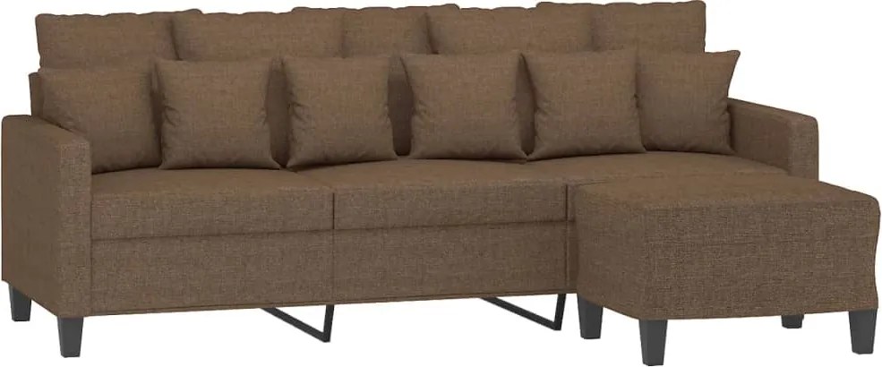 3místná pohovka s podnožkou hnědá 180 cm textil 3201092