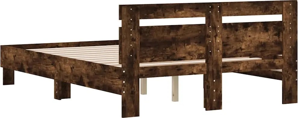 Rám postele s čelem kouřový dub 120 x 200 cm kompozitní dřevo 3207431