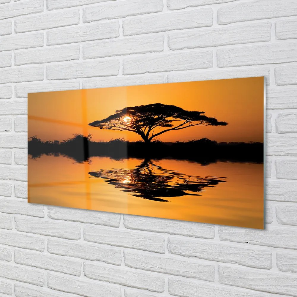 akrylový obraz Sunset tree 140x70 cm