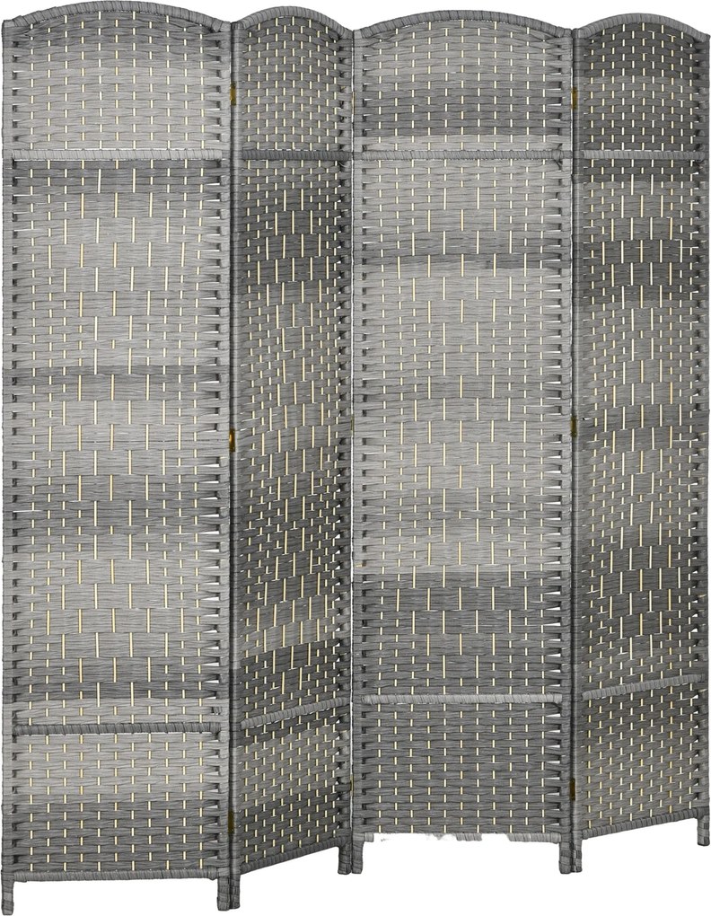 HOMCOM 4-panelový skládací paraván 180x180 cm Rozdělovač místnosti Ochranný paraván Polypropylen pro kancelář ložnici Šedá směs