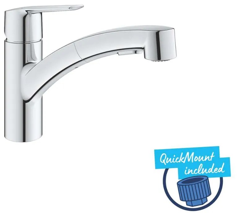 Grohe QuickFix Start - Dřezová baterie s výsuvnou sprškou, chrom 1012400000
