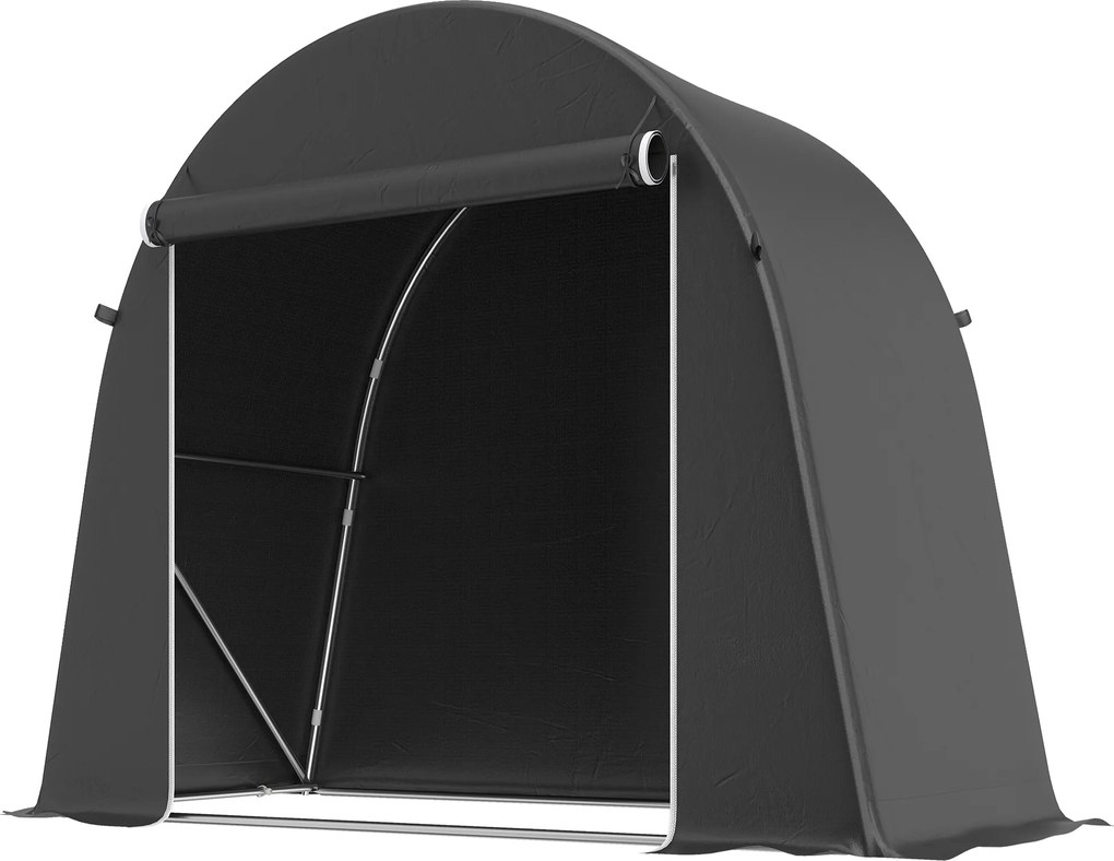 Outsunny voděodolný garážový stan 245 × 120 × 200 cm – přístřešek na kola s rolovacími zipovými dveřmi, nepromokavý skladovací stan, pozinkovaný rám,…