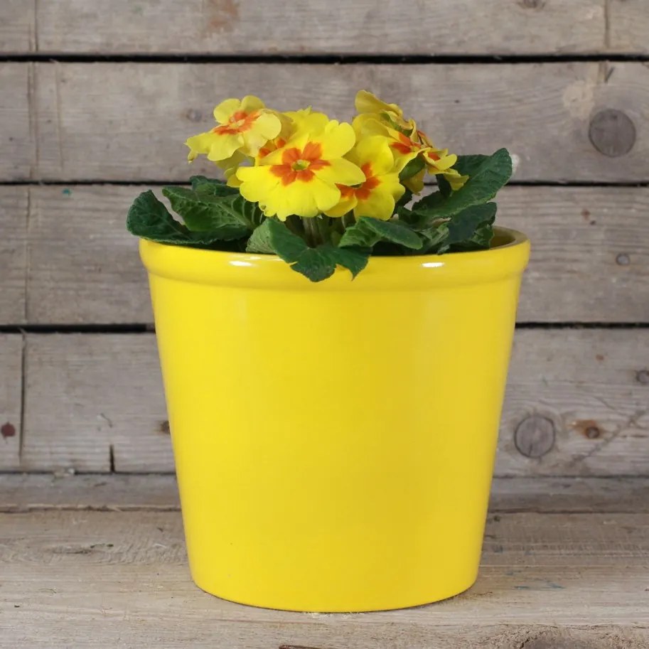 Květník z keramiky - žlutý