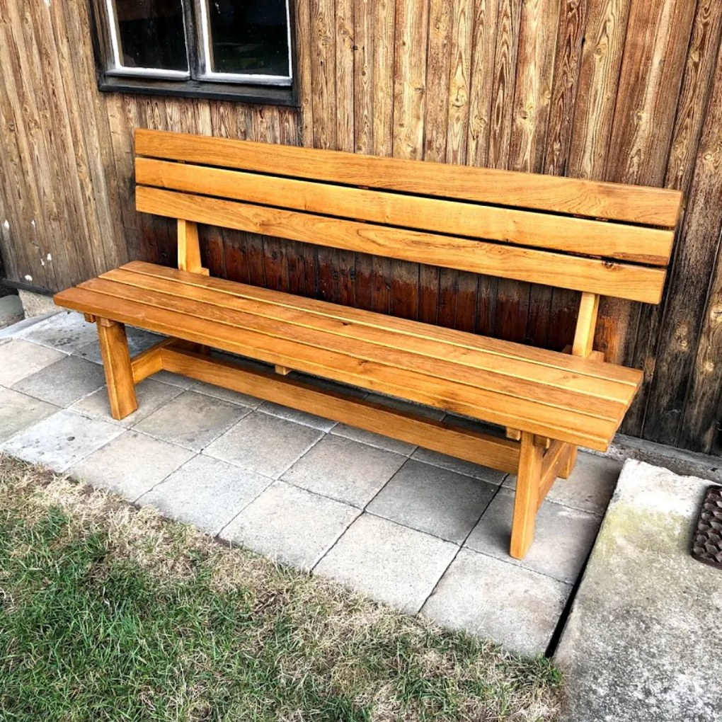 KULHÁNEK Zahradní lavice s opěradlem - klasická Délka: 150 cm, Odstín nátěru: lazura - dub