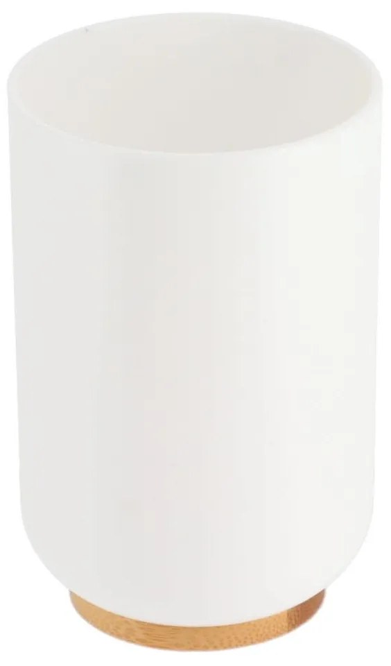 Koupelnový pohár Besson, bílá/s dřevěnými prvky, 300 ml