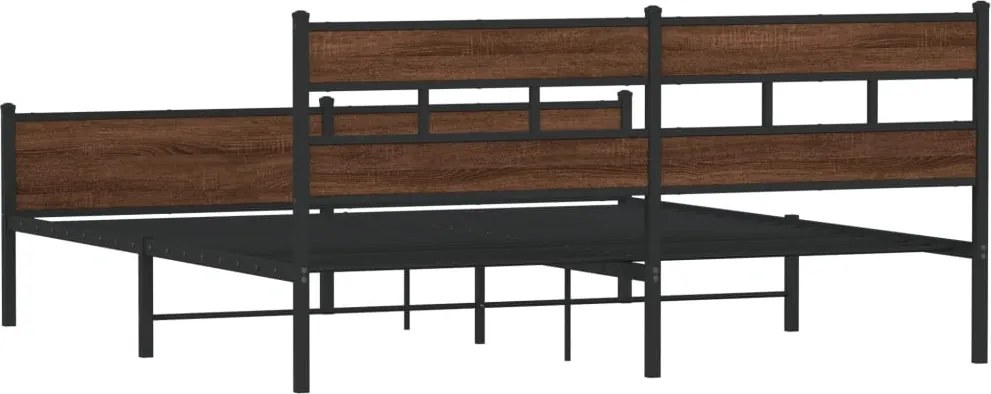 Kovový rám postele bez matrace hnědý dub 180 x 200 cm 3308517